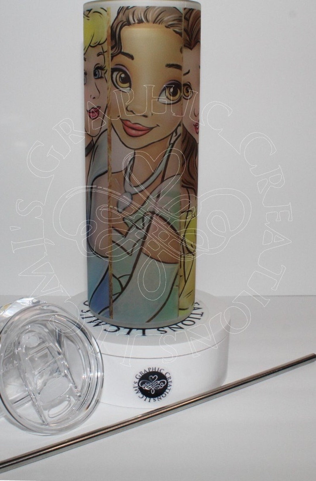 Disney Princesses-sublimation on Frosted Glass 20oz Tumbler - Etsy