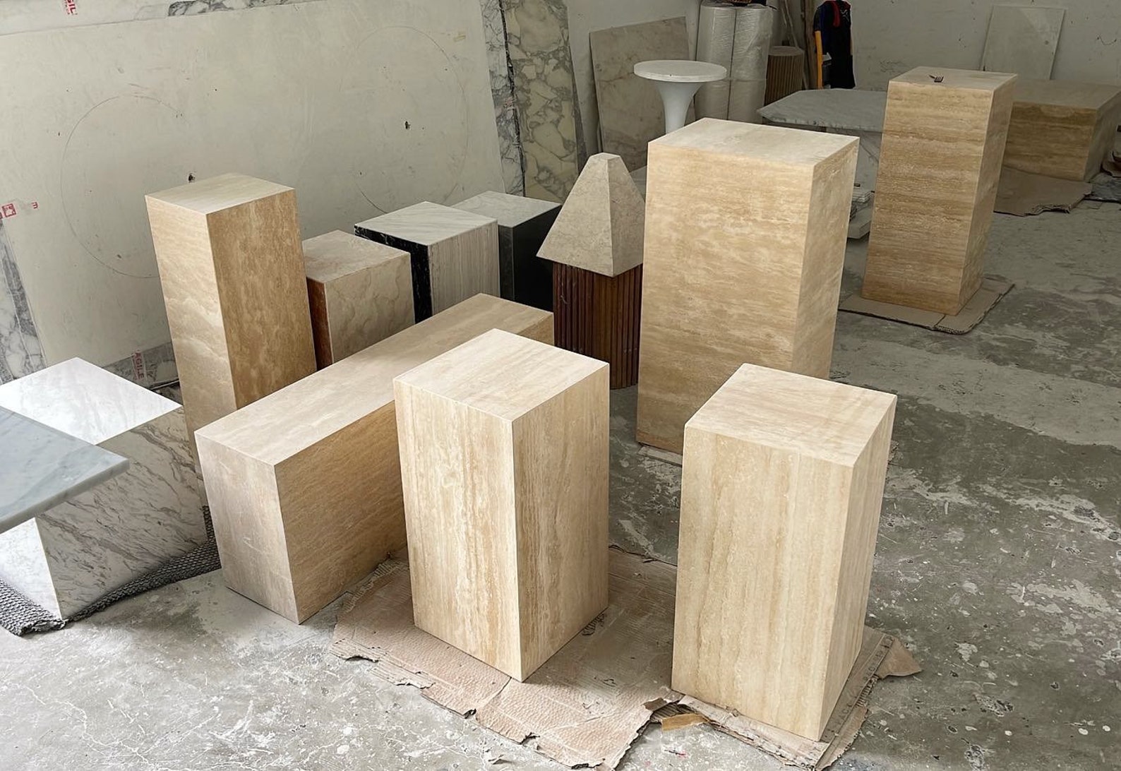 Rustic Travertine Cube Coffee Table, Unfilled and Unpolished Travertine ...