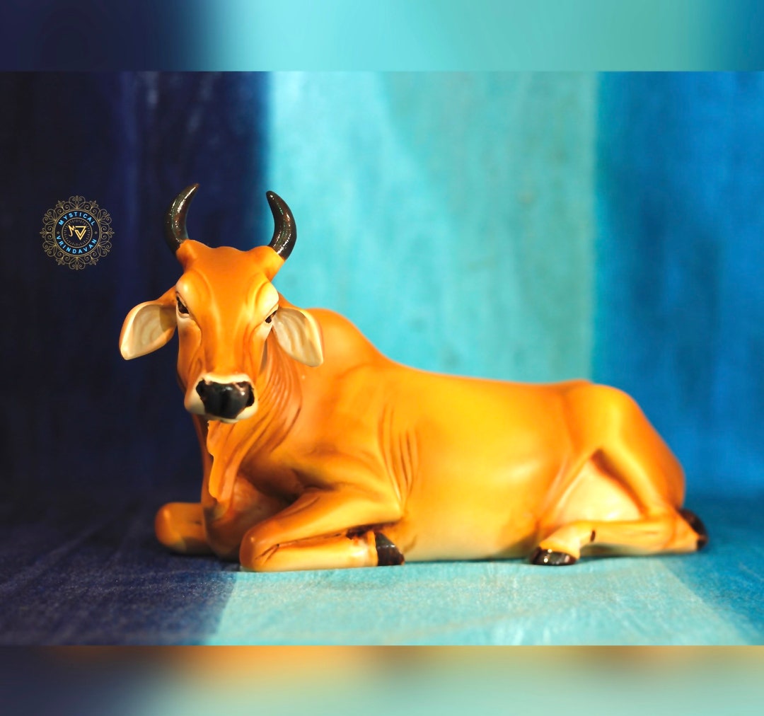 COW 8 Inch / Iskcon Figurine Sitting / Harekrishna Gift / Surabhi for ...