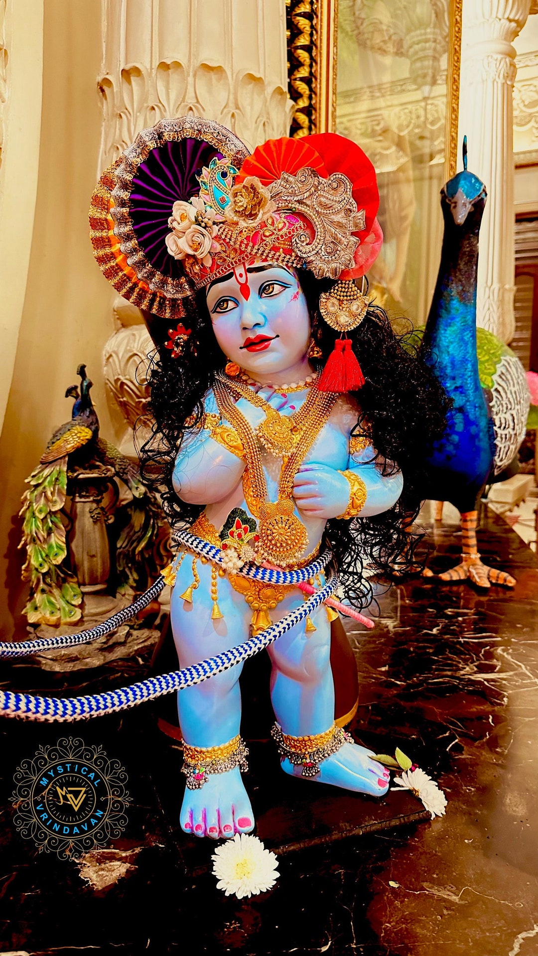 Handcrafted Krishna Yashoda Idol: Damodar Leela Murti (24 Inches) - Etsy