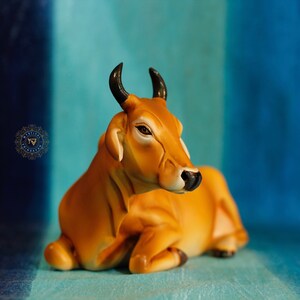 COW 8 Inch / Iskcon Figurine Sitting / Harekrishna Gift / Surabhi for ...