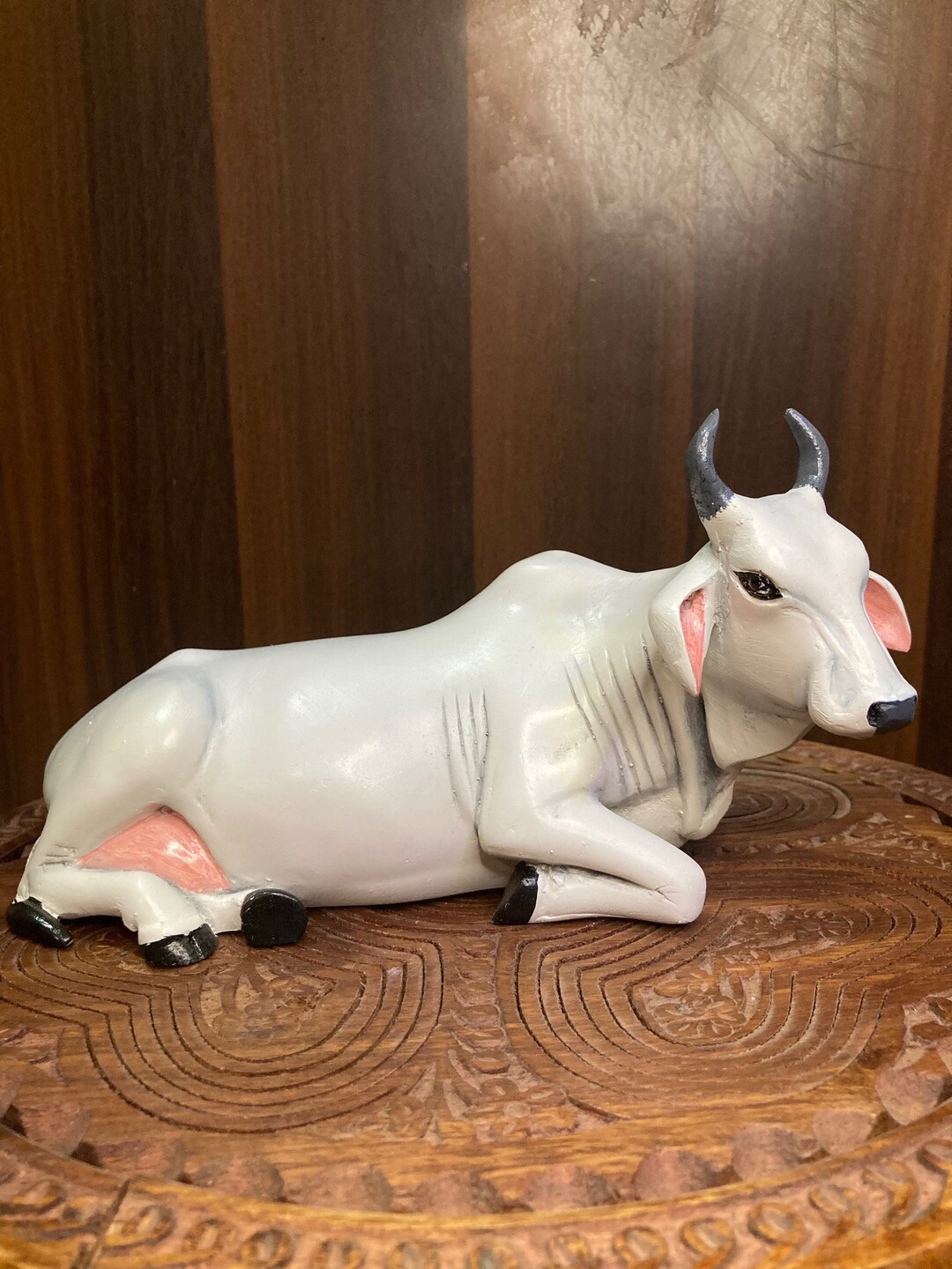 Surabhi Cow Figurine 6 Inch Sitting for Home Altar, Handmade Hindu ...