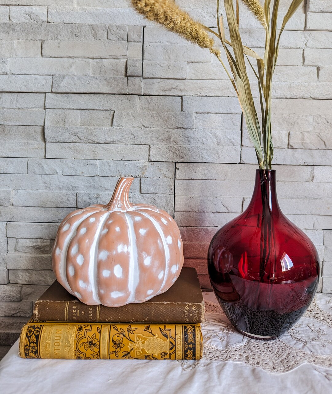 Dame Jeanne in Ruby Red Glass, Vintage Blown Glass Vase, Modern Decor ...