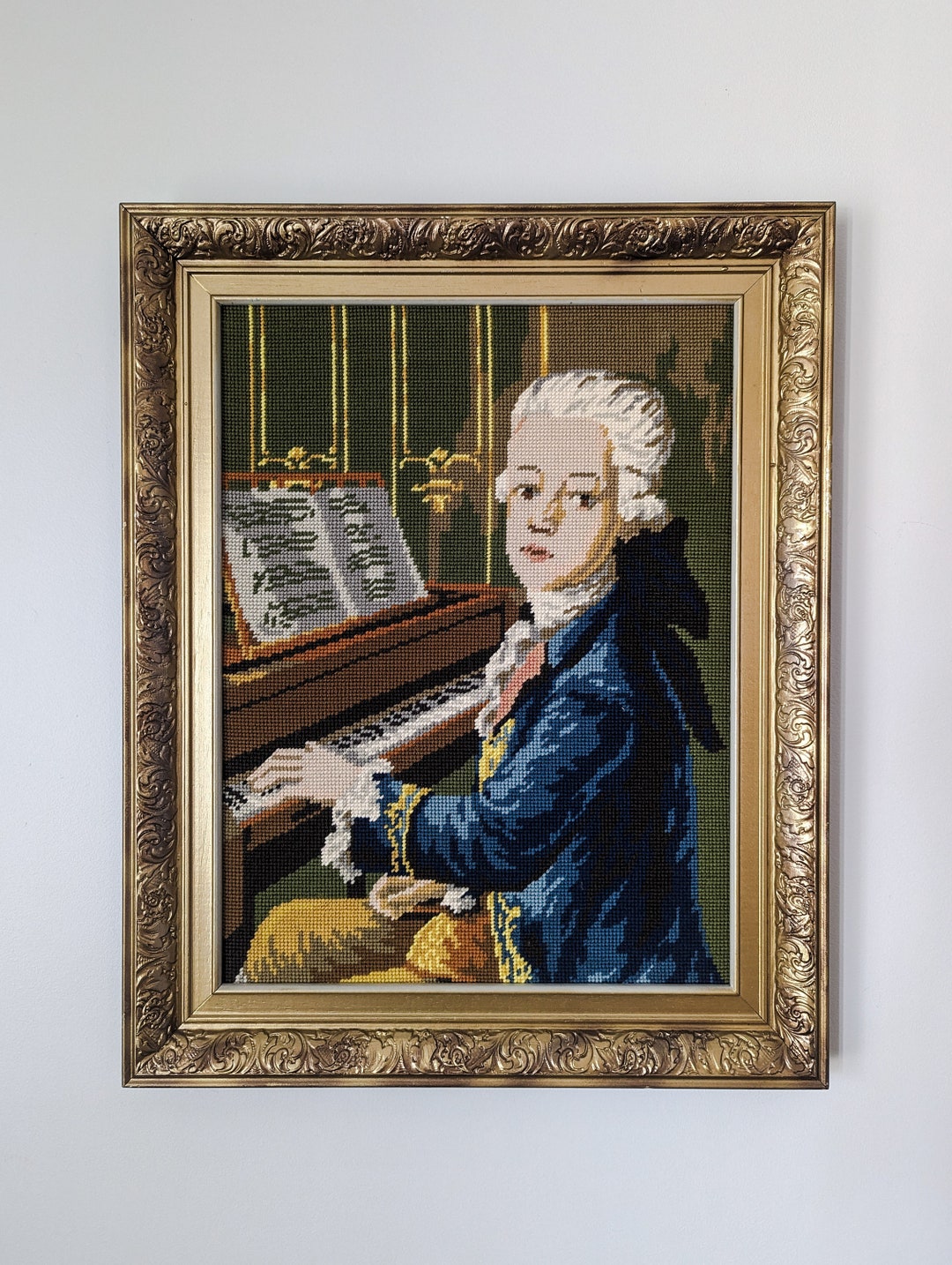 French Cross Stitch Mozart, Vintage Cross Stitch Embroidery, France ...