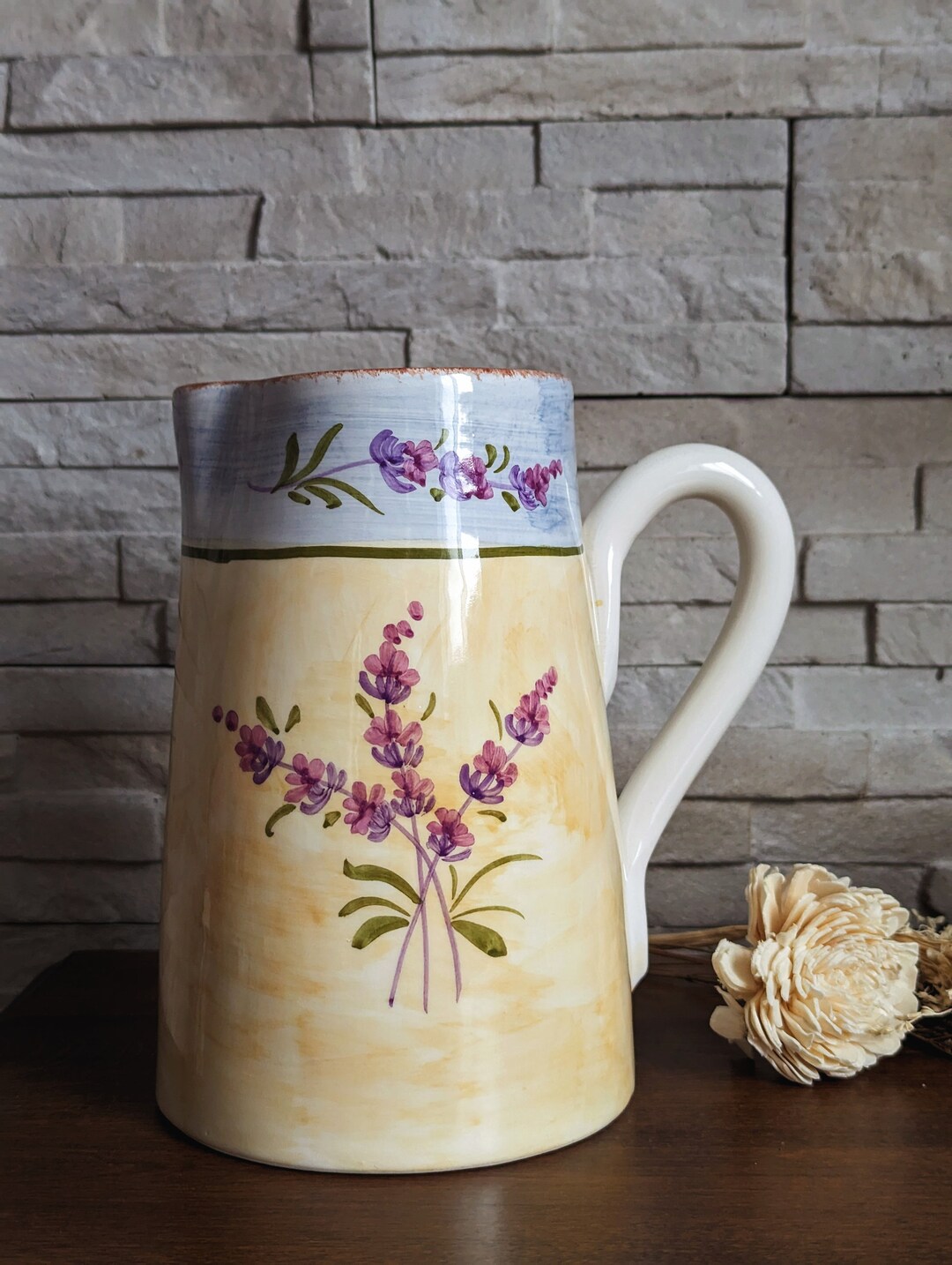 Beautiful Large Ceramic Pitcher Made in Italy Floral Designs - Etsy