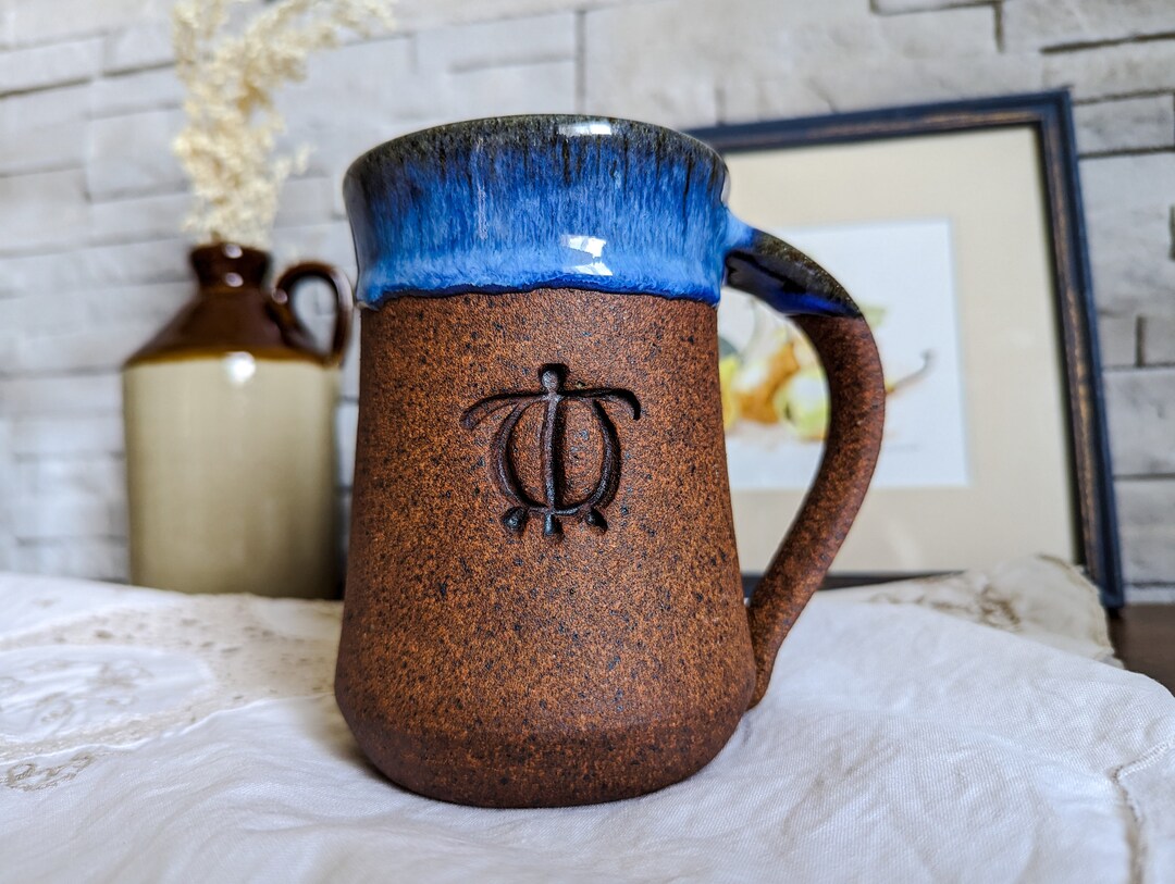 Large Stoneware Mug Ice Blue and Sand Beige Mug Coffee Mug - Etsy