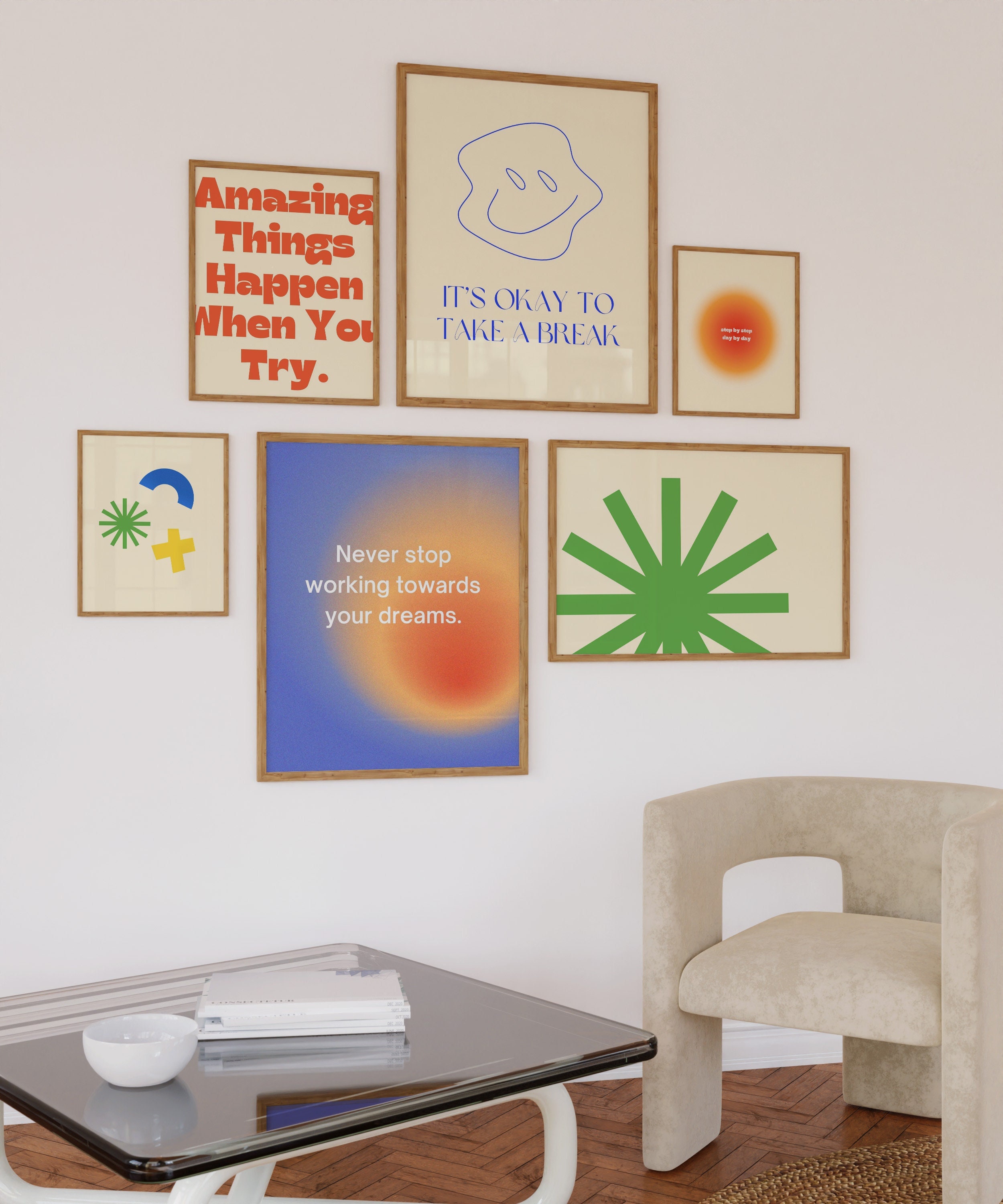 Set of 6 Preppy Wall Prints, Y2K Room Decor, Indie Room Decor, Room ...