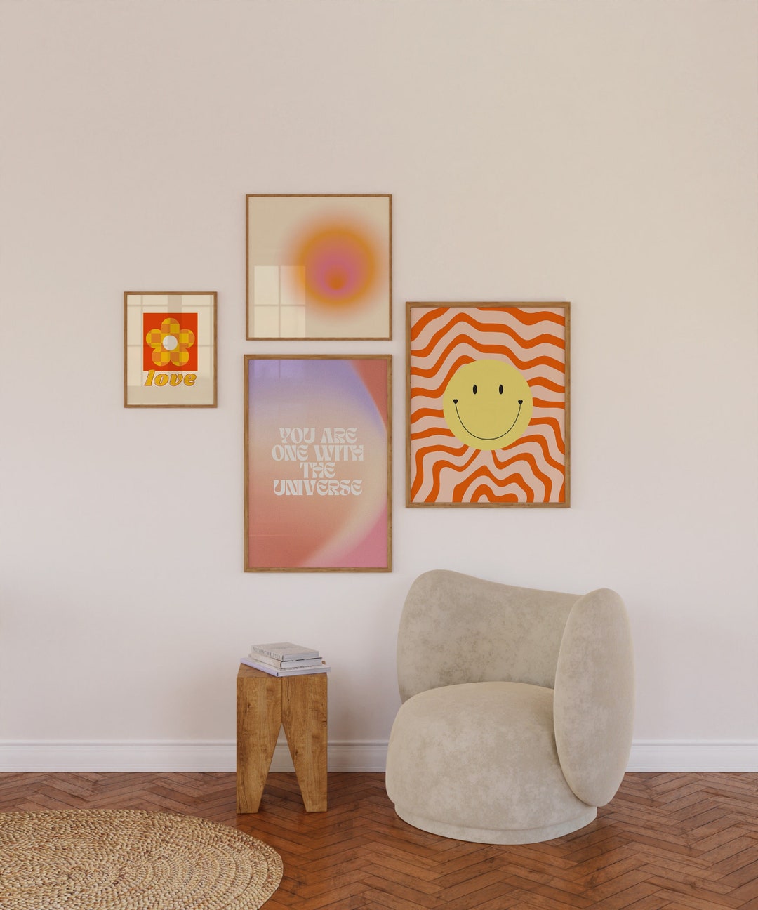 4 Piece Wall Art, Preppy Painting, Bedroom Decor Teens, Preppy Room ...