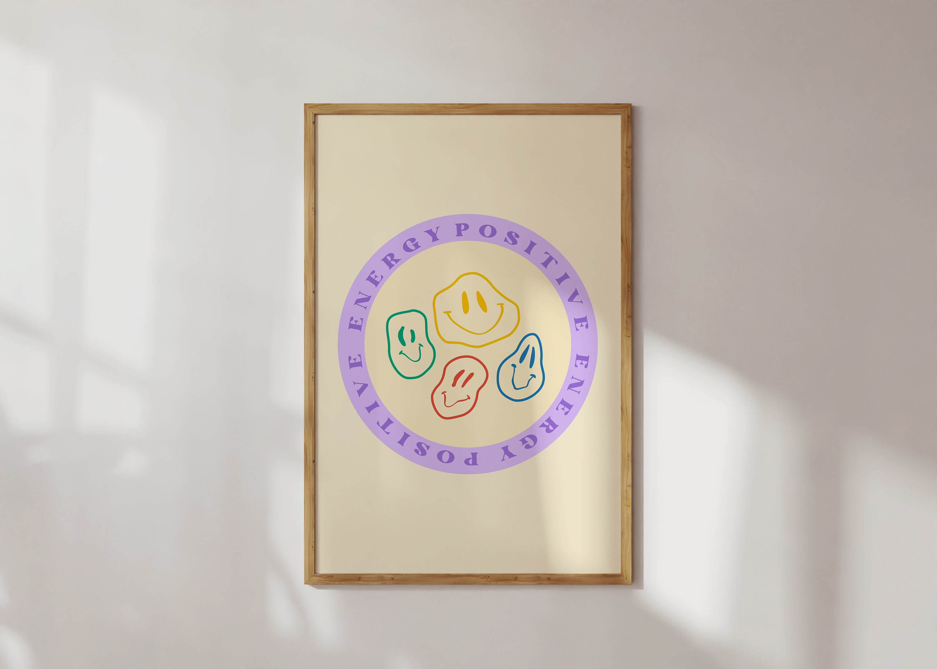 Positive Energy Poster, Smiley Face, Danish Pastel Decor, Y2k Room ...