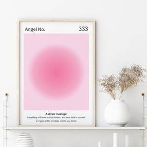 Angel Number 333 Poster Pink Aura Print Spiritual Wall Art Christian ...