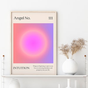 Angel Number 111 Print Intuition Poster Positive Aura Wall Art Pink ...