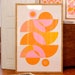 Checkered Print Pink Orange Checker Wall Art Funky Retro Dopamine Decor ...