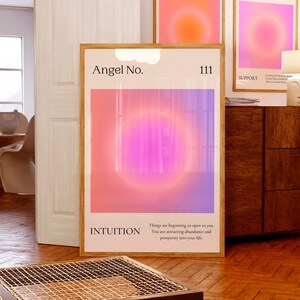 Angel Number 111 Print Intuition Poster Positive Aura Wall Art Pink ...