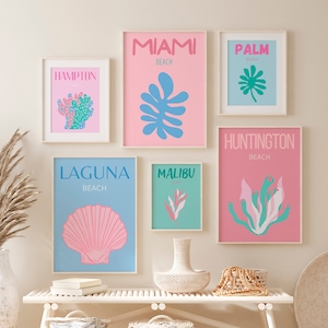 Preppy Coastal Wall Art Beach Travel Poster Gallery Wall Set PRINTABLE ...