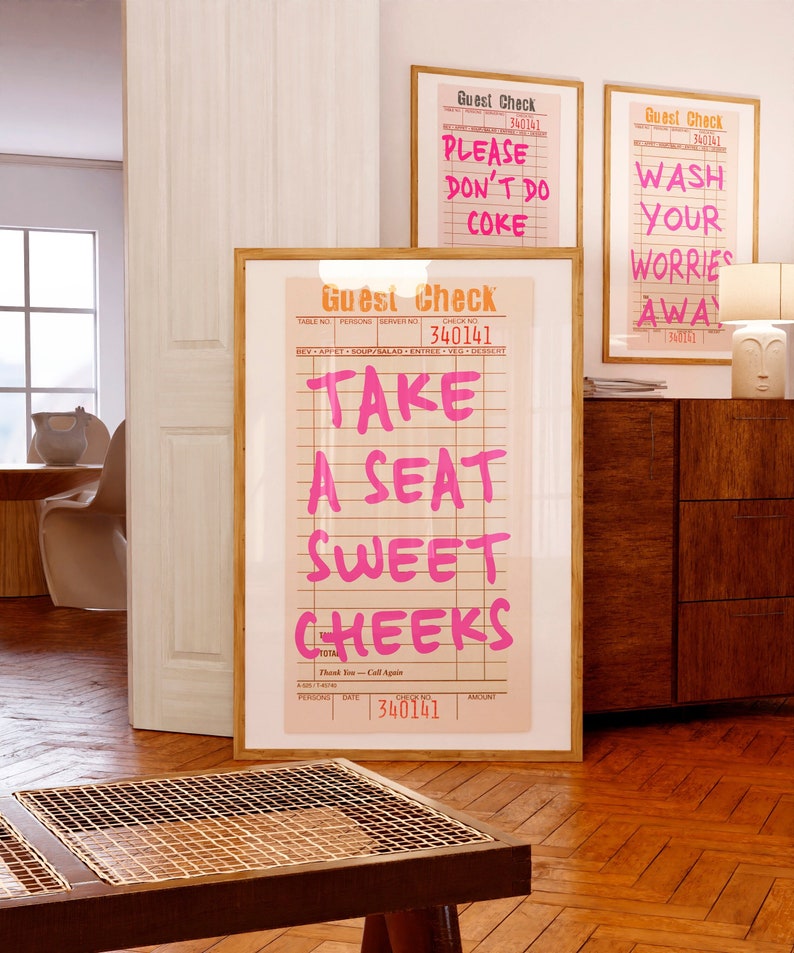 Take A Seat Sweet Cheeks Print: Funny Bathroom Wall Art (digital ...