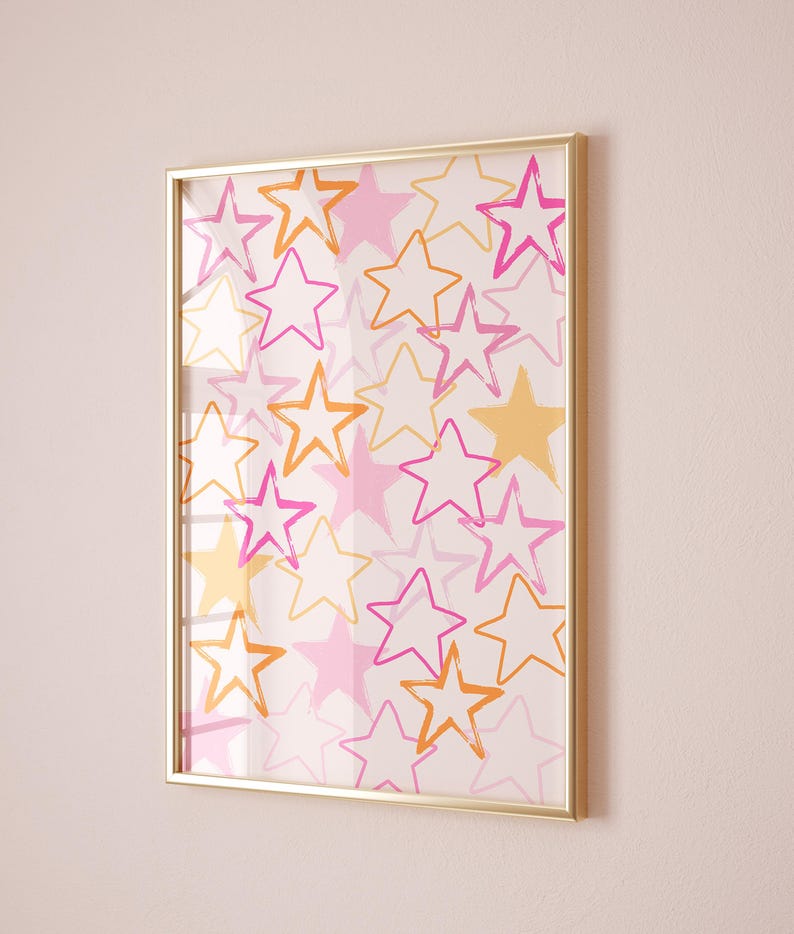 Colorful Stars Print: Trendy Preppy Room Decor (digital Download) - Etsy