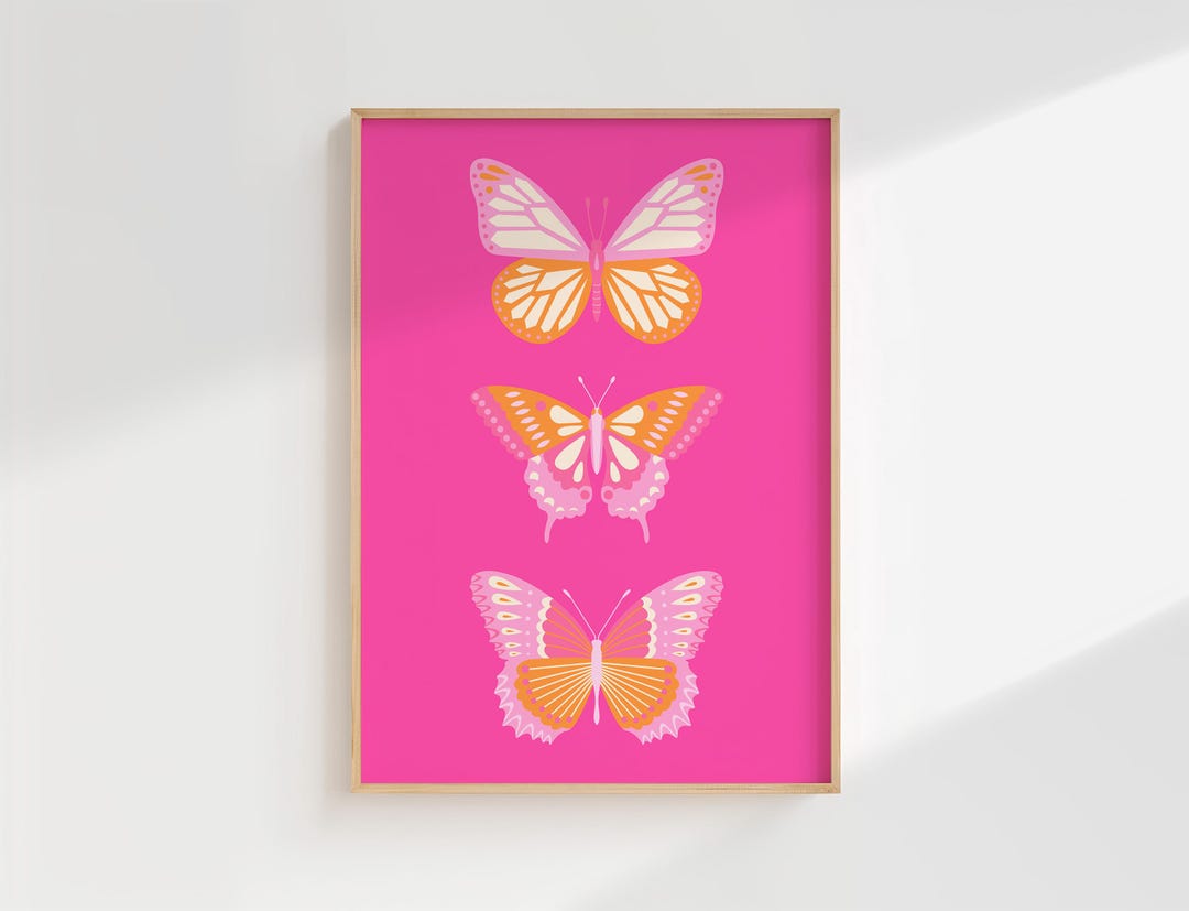 Pink Orange Butterfly Print: Preppy Dorm Decor (digital Download) - Etsy