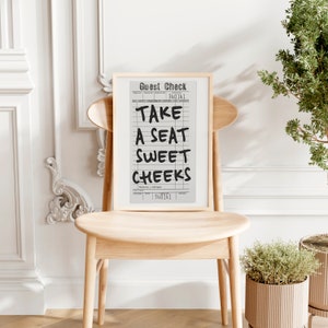 Take A Seat Sweet Cheeks Print: Funny Retro Bathroom Decor (digital ...