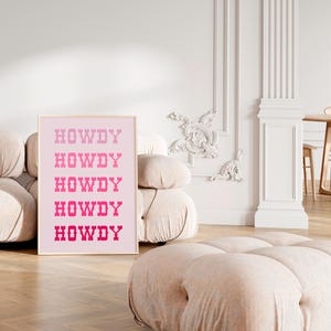 Pink Howdy Print Preppy Western Wall Art Cowgirl Print Howdy Sign ...