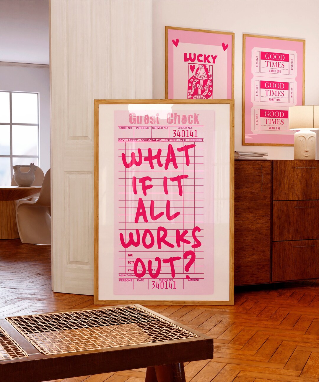 What If It All Works Out: Motivational Poster, Pink Guest Check Print ...