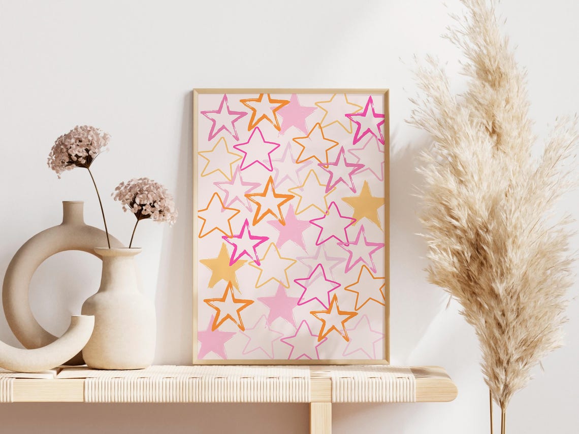 Colorful Stars Print: Trendy Preppy Room Decor (digital Download) - Etsy