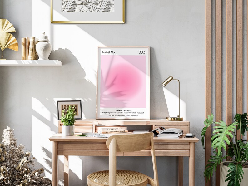 Angel Number 333 Poster Pink Aura Print Blush Pink Wall Art - Etsy