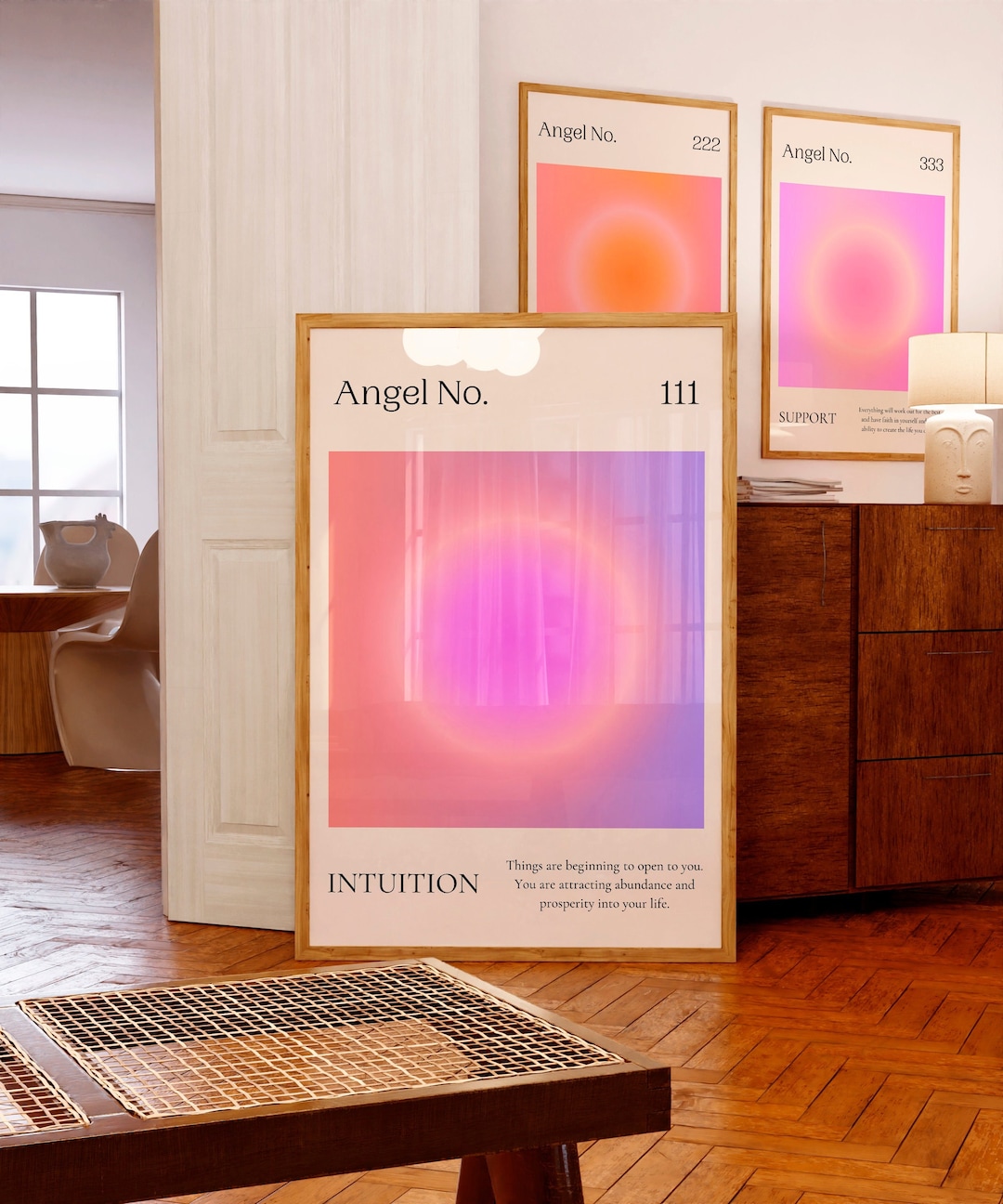 Angel Number 111 Print Intuition Poster Positive Aura Wall Art Pink ...