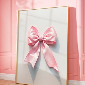 Pink Bow Wall Art Coquette Room Decor for Teens Girly Preppy Wall Art ...