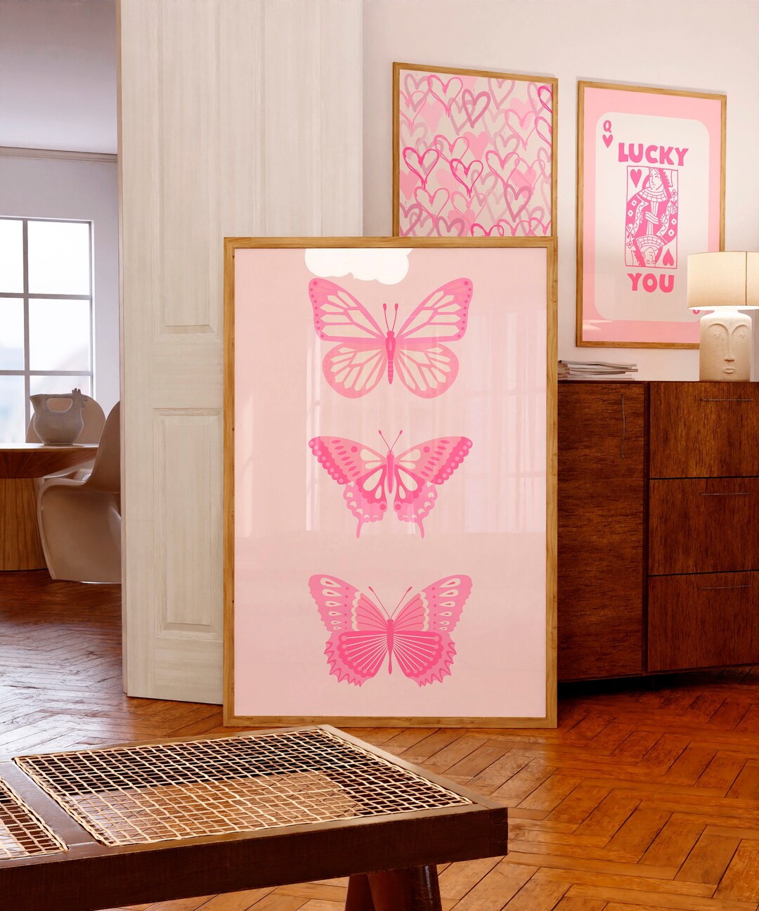 Pink Butterfly Wall Art Girly Print Trendy Poster Blush Pink Wall Art ...