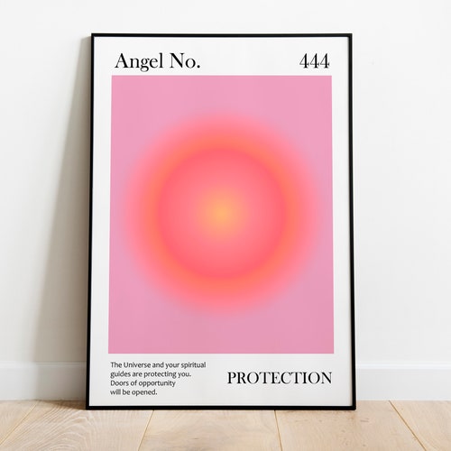Angel Number 444 Print Pink Aura Poster Spiritual Protection - Etsy