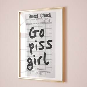 Go Piss Girl Print Funky Bathroom Decor Funny Toilet Poster Fun ...