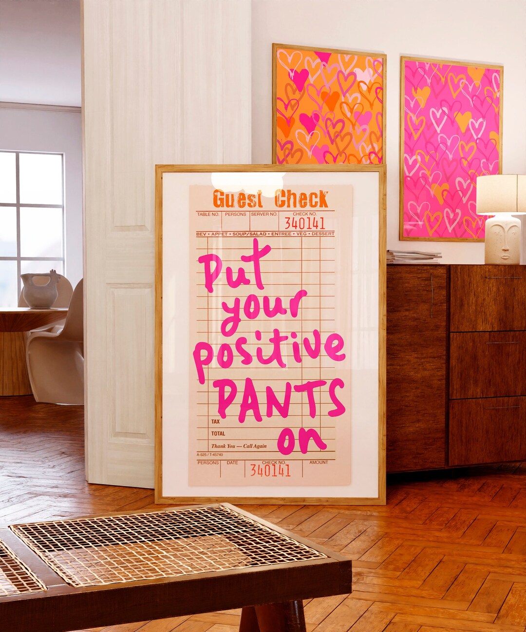 Put Your Positive Pants on Girly Wall Art Preppy Print Hot Pink Orange ...
