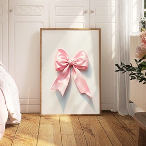 Pink Bow Wall Art Coquette Room Decor for Teens Girly Preppy Wall Art ...