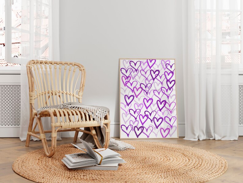 Purple Hearts Print: Girls Dorm Room Decor (digital Download) - Etsy