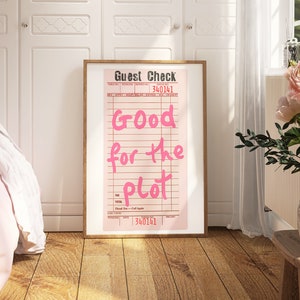 Good for the Plot Poster Pink Guest Check Print Preppy Wall Art ...