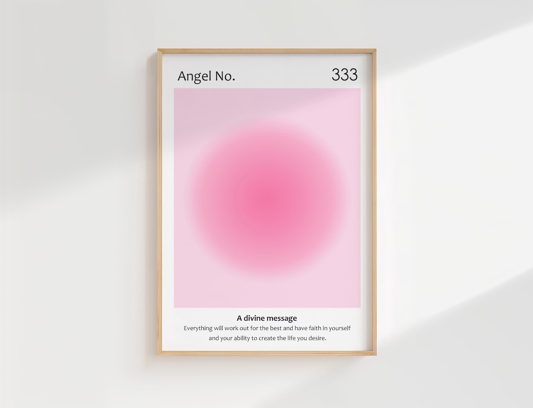 Angel Number 333 Print: Pink Aura Wall Art, Abstract Spiritual Art ...