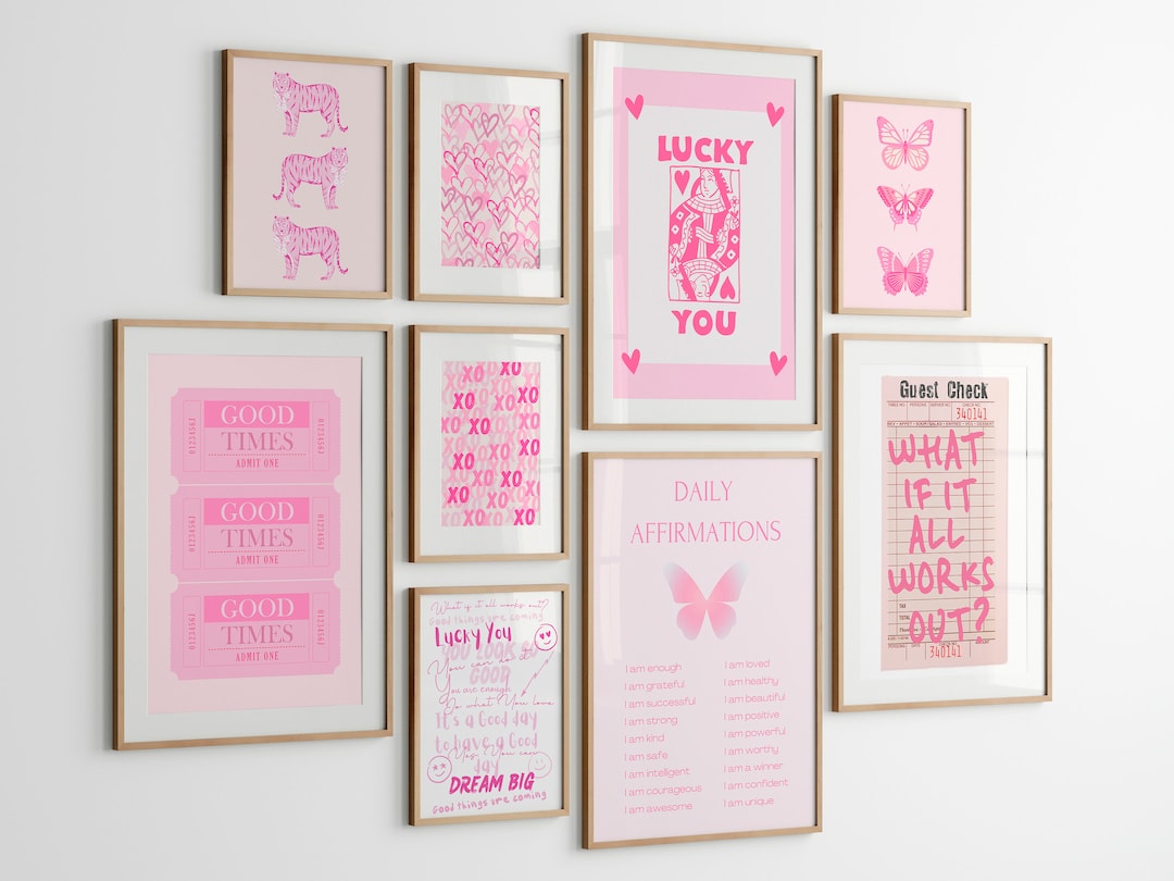 Pink Motivational Wall Art Preppy Room Decor for Teens Positive ...