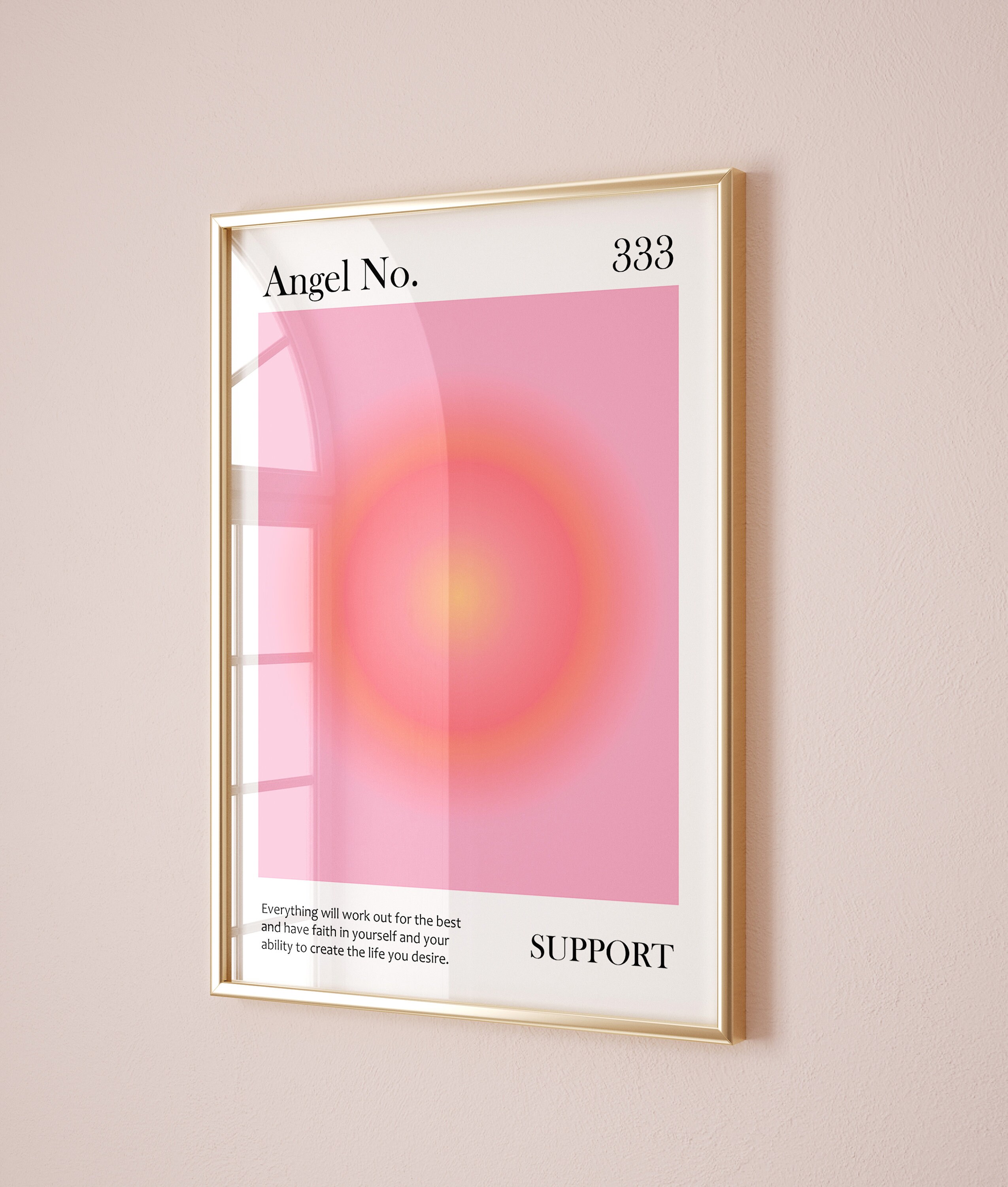 Angel Number 333 Poster, Pink Aura Print: Spiritual Wall Art (digital ...