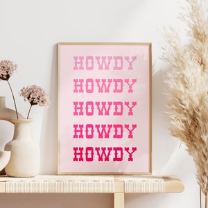 Pink Howdy Print Preppy Western Wall Art Cowgirl Print Howdy Sign ...