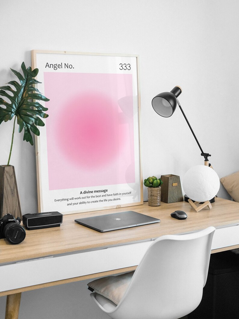 Angel Number 333 Poster Pink Aura Print Blush Pink Wall Art - Etsy