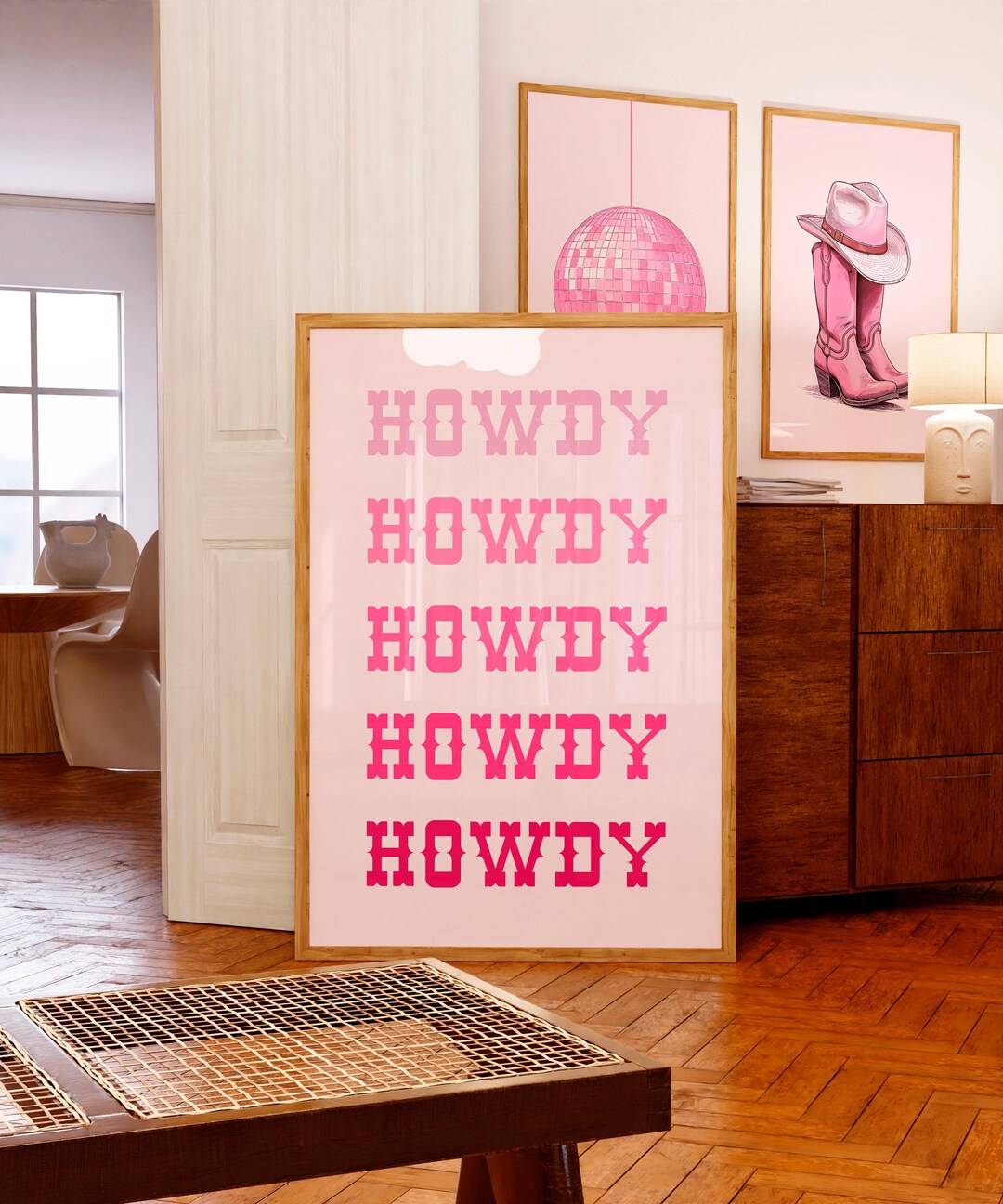 Pink Howdy Print Preppy Western Wall Art Cowgirl Print Howdy Sign ...
