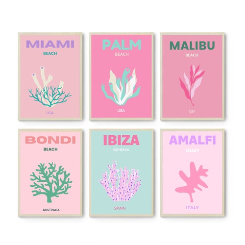 Maui Hawaii Travel Poster Print Preppy Room Decor Pink Blue - Etsy