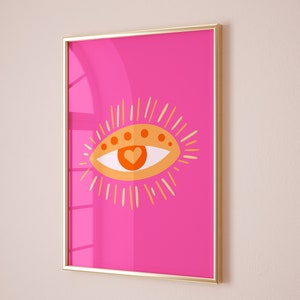 Evil Eye Print: Orange & Hot Pink Preppy Dorm Decor (digital Download ...