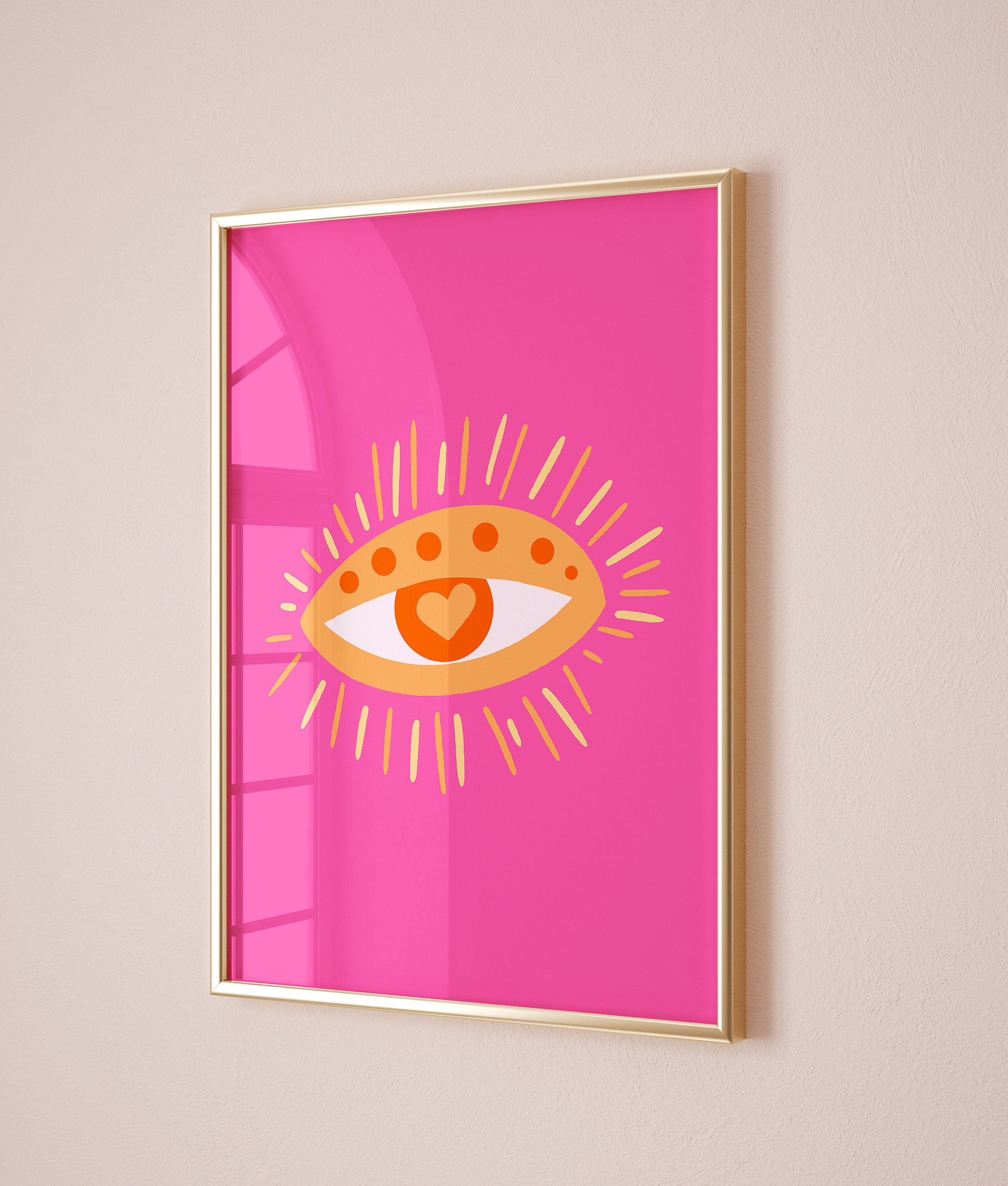 Evil Eye Print: Orange & Hot Pink Preppy Dorm Decor (digital Download ...
