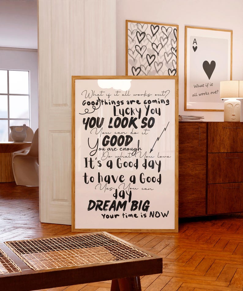 Positive Affirmations Print: Black & White Preppy Dorm Decor for Teens ...