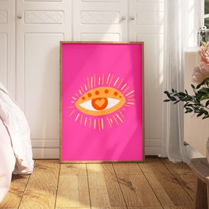 Evil Eye Print Protection for Home Eye of Providence Wall Art Orange ...