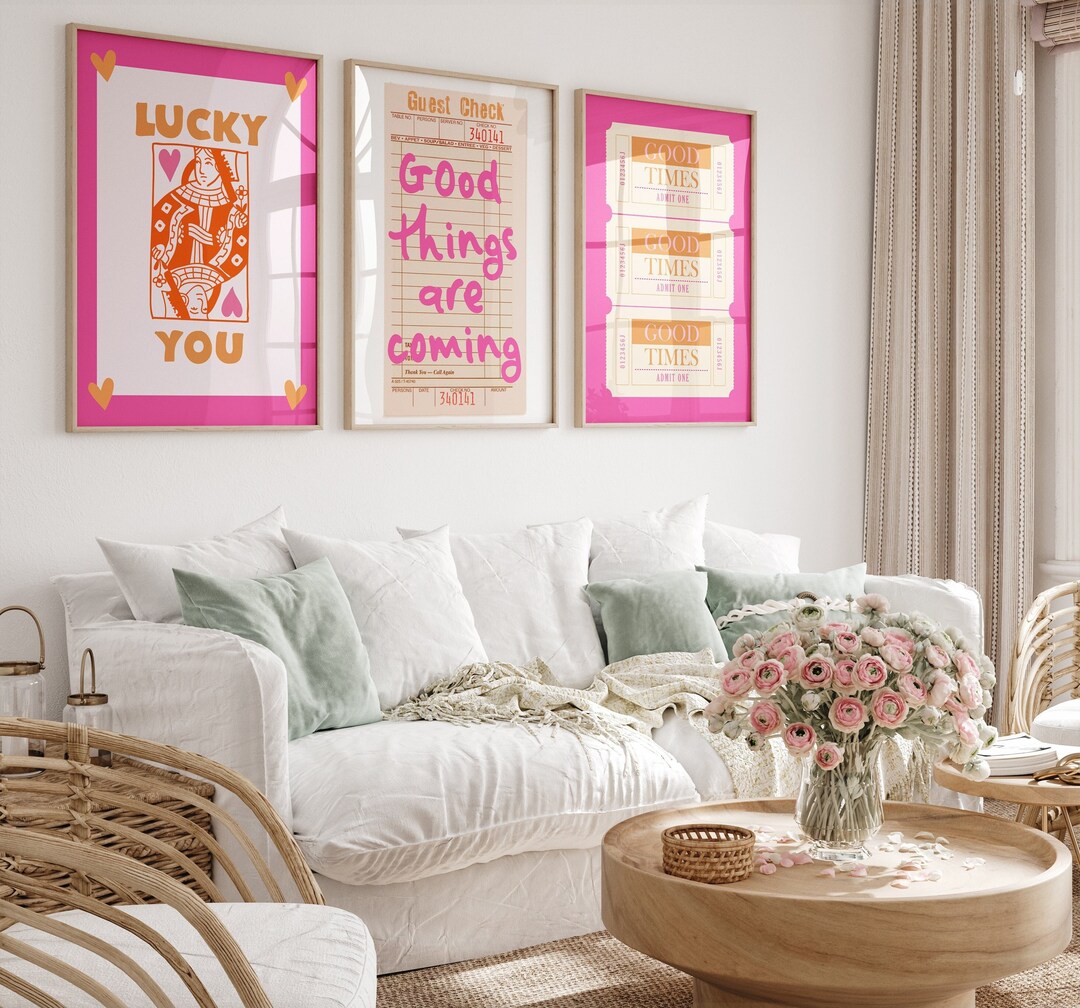 Preppy Wall Art Trendy Prints Set of 3 Girly Wall Art College Dorm ...