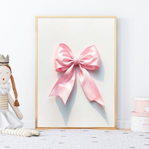 Pink Bow Wall Art Coquette Room Decor for Teens Girly Preppy Wall Art ...
