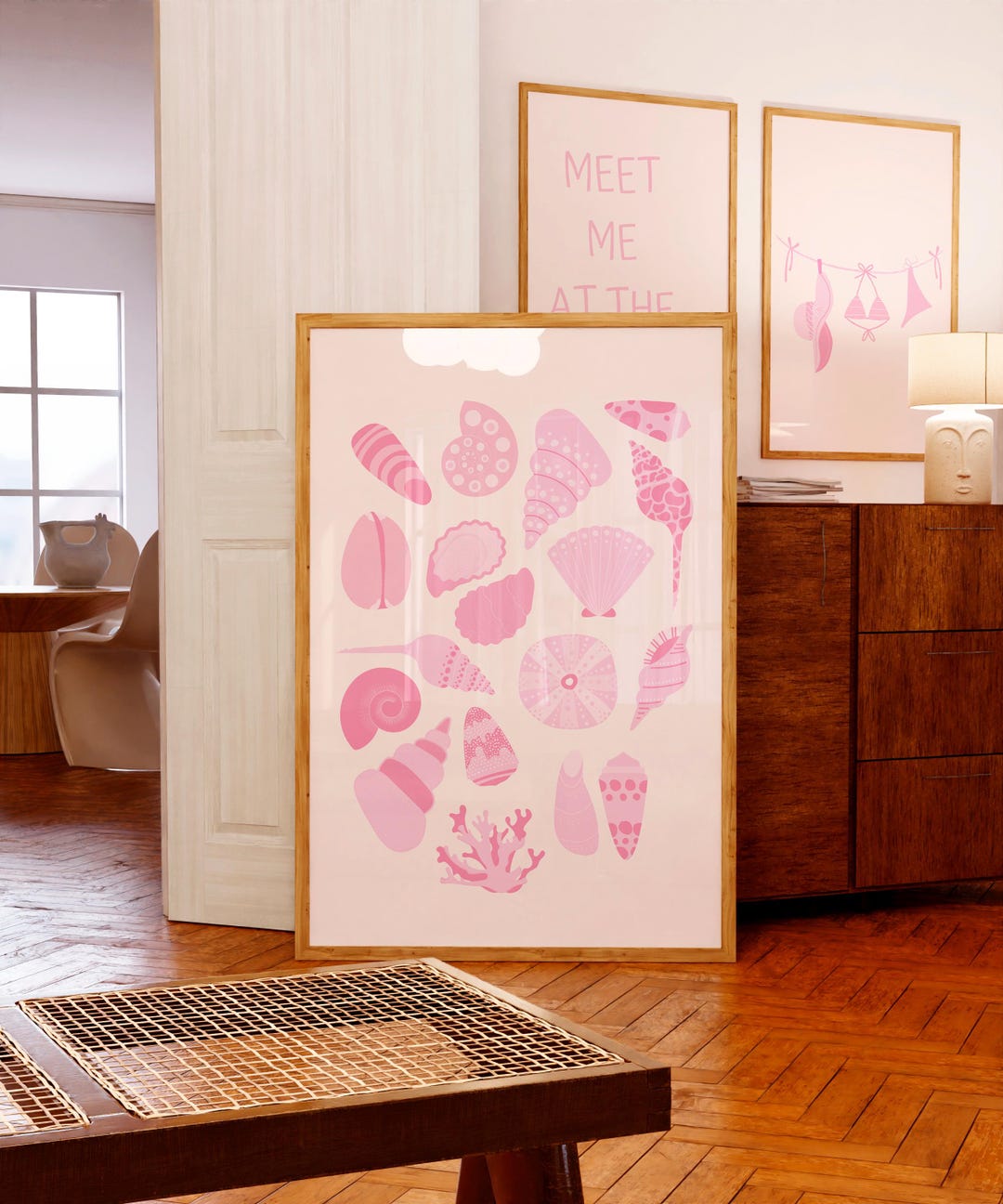 Coastal Wall Art Pink Seashell Print Beach Wall Art Beachy Room Decor ...