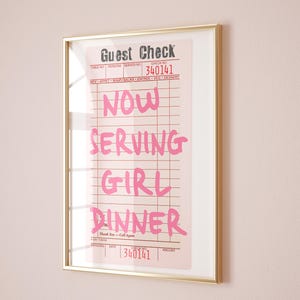 Girl Dinner Poster: Retro Kitchen Guest Check Art (printable Digital ...